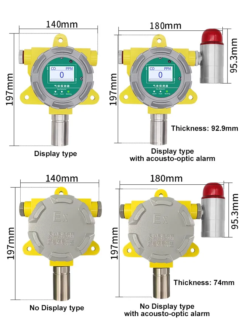Gas Detector Flameproof Shell Combustible Gas Oxygen Carbon Monoxide ...