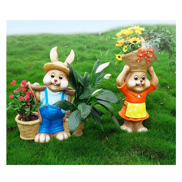 High quality floor decorative outdoor resin rabbit planter pot for ...