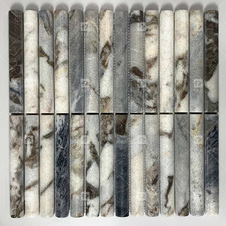 Natural Concave Curve Fluted Stone Mosaic Square Shape for Backsplash ...