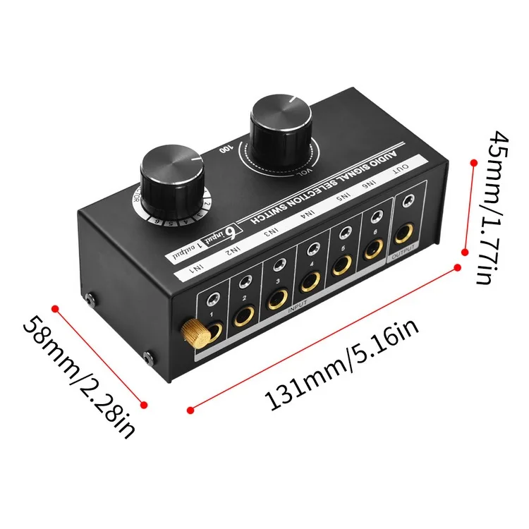6-in-1-out Audio Signal Selector Switcher 6 Input & 1 Output Source Selection Switcher Audio ...