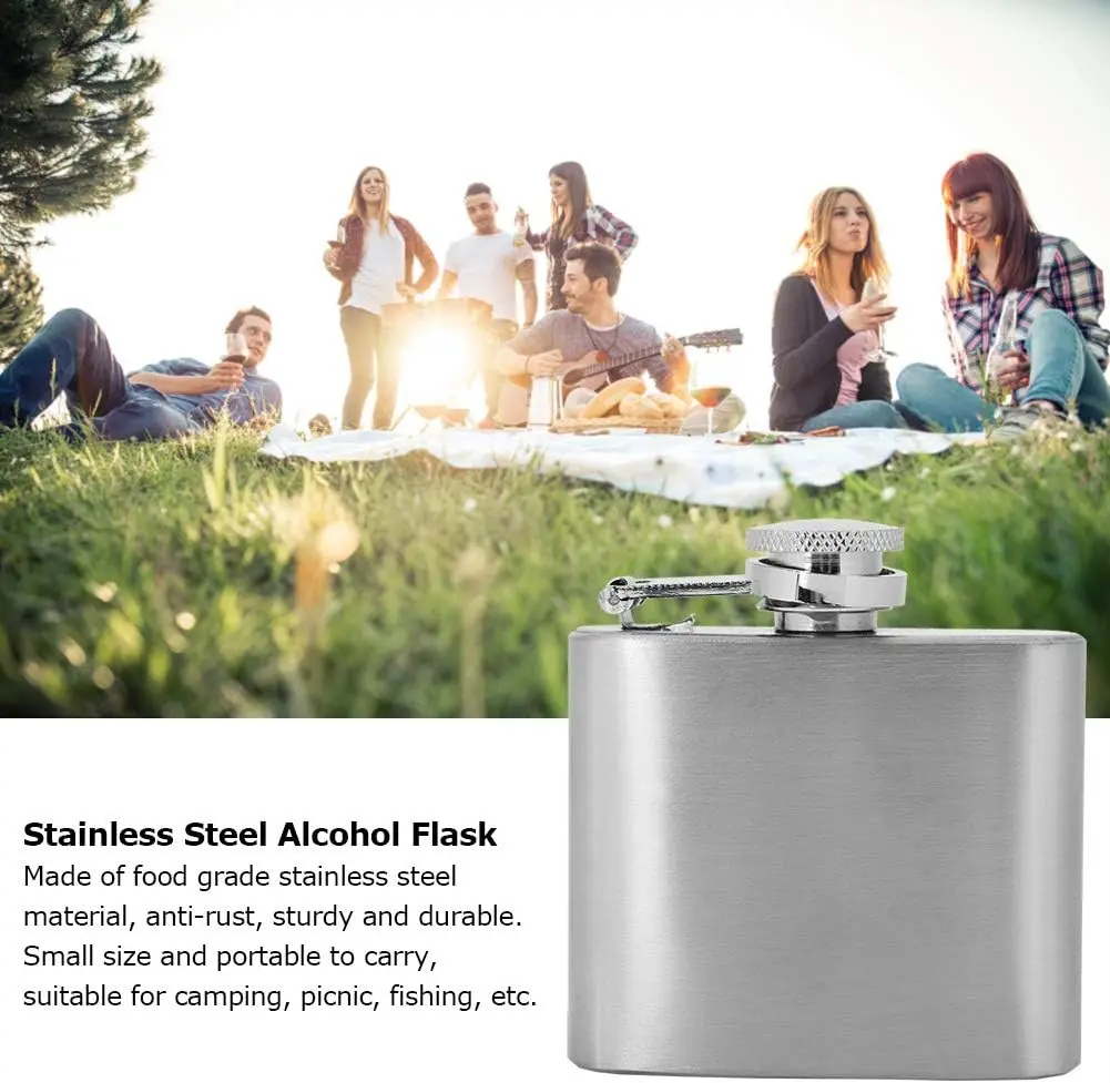 2oz Silver Stainless Steel Portable Wine Whiskey Hip Flask With Funnel ...