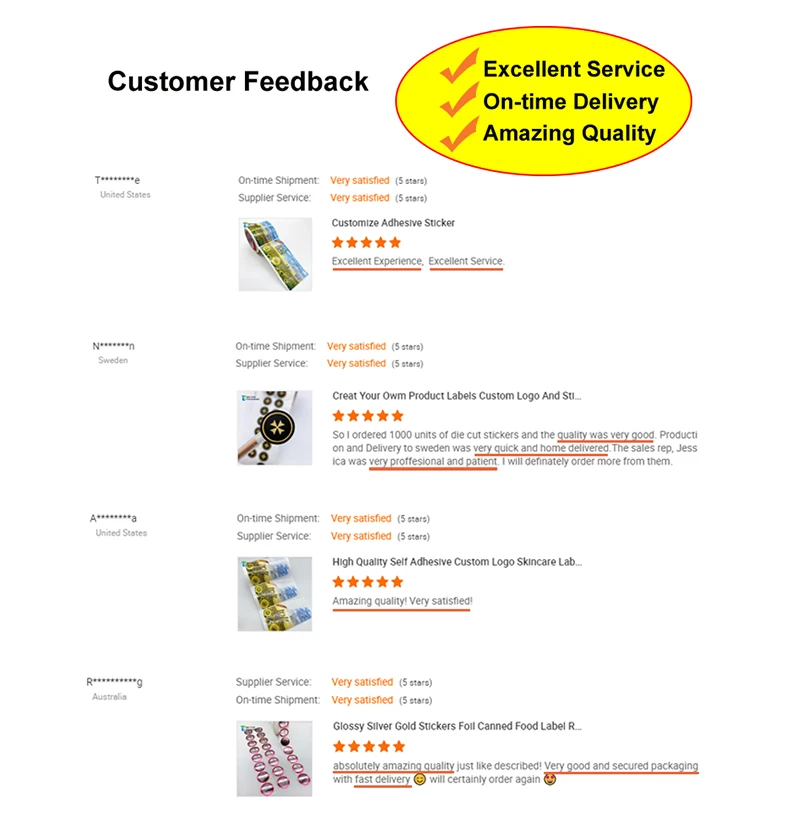 Custom Bulk Printing Adhesive Packaging Labels Set Design Individual ...