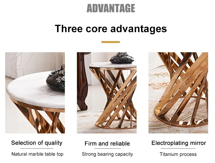 Stainless Steel Frame Round Shape Marble Side Table Smart Coffee Tables ...