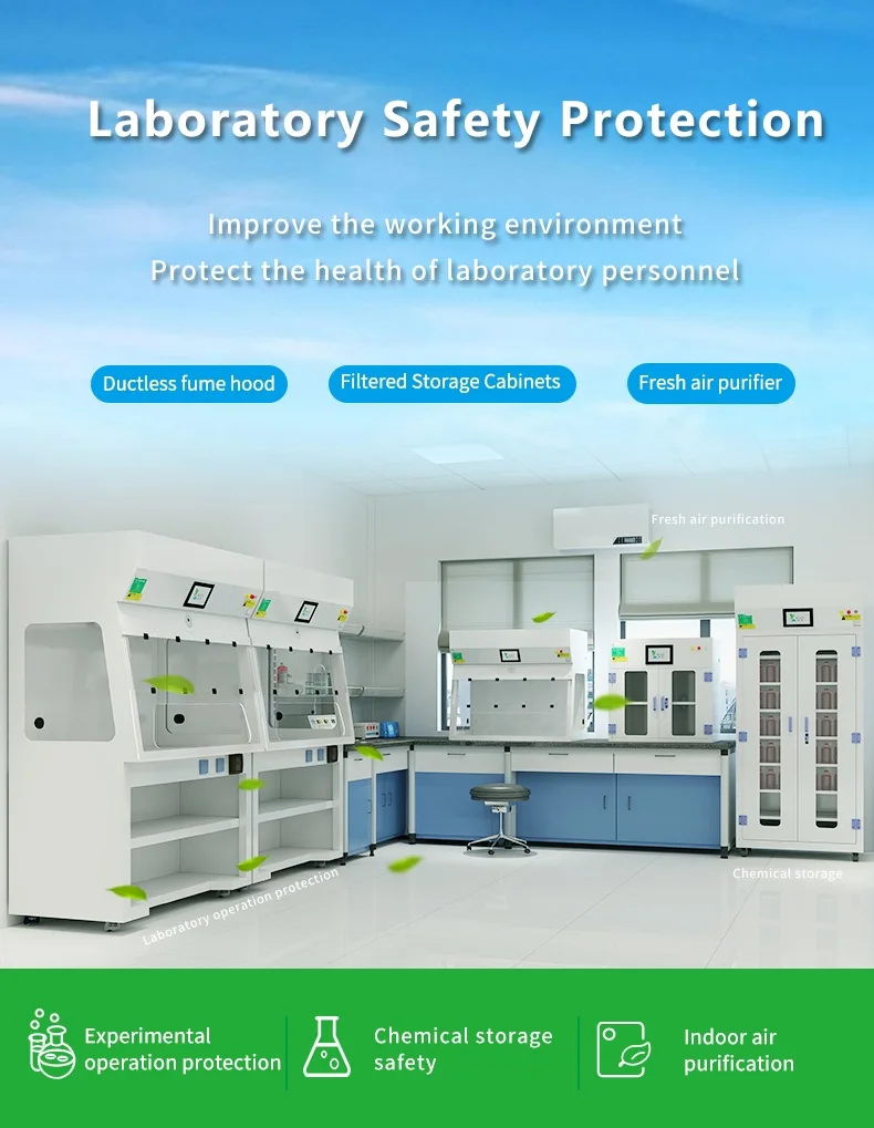 Safe Ductless Fume Hood with Carbon Filter for Lab Use