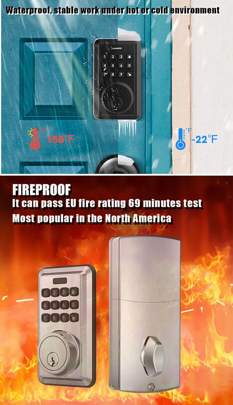 T626 Ansi Usa Waterproof Smart Lock Easy Installation Deadbolts Smart ...
