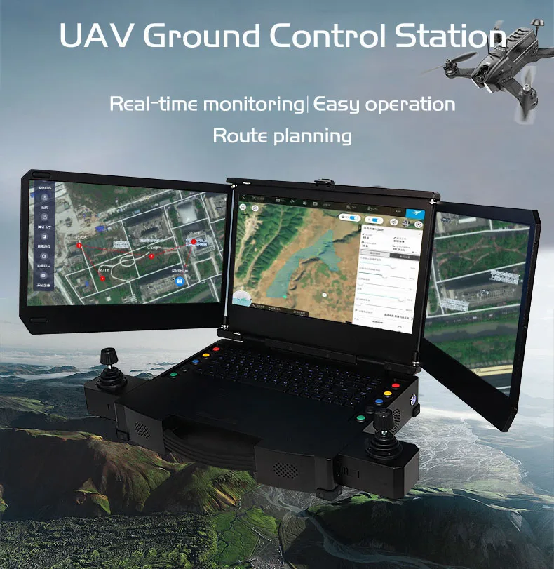 Uav Ground Control Station Three-screen Ground Station 15km 5g 16g Core ...