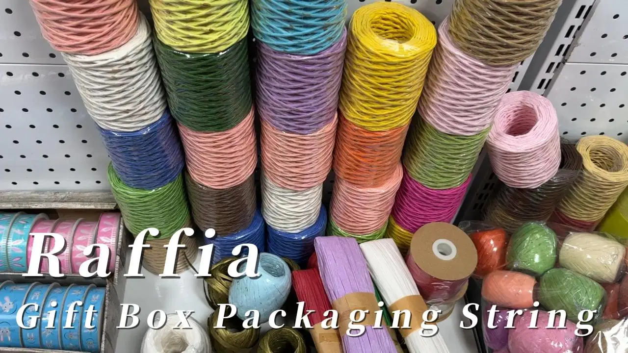 Natural Colored Raffia Paper Ribbon Twine Strings Colored Raffia Paper ...