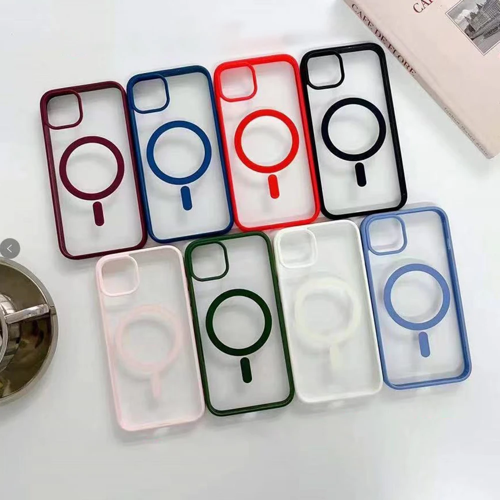 Custom Colorful Edge Magnetic Phone Case For Magsafe Clear Shockproof ...