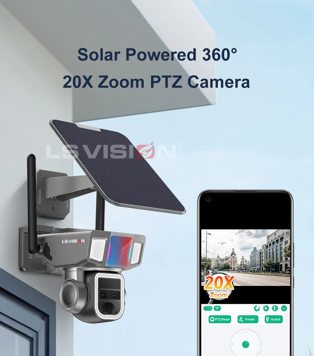 Ls Vision 4mp Dual Lens Solar Home Security Cameras 4g Wifi Cctv Ptz ...