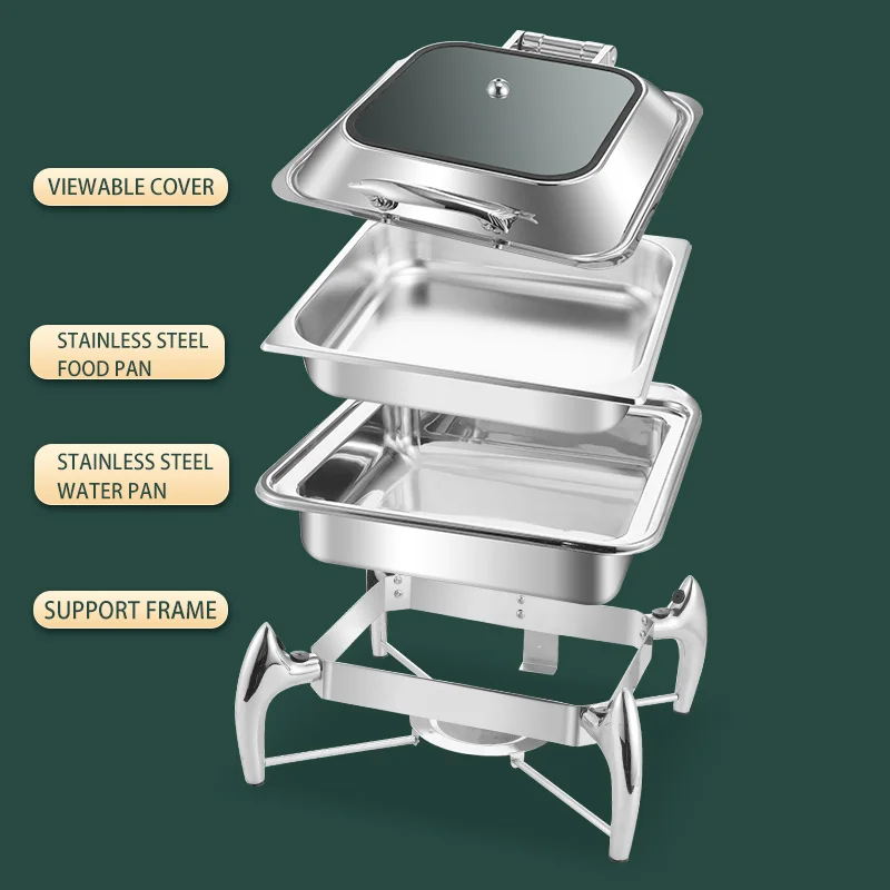 Gold Food Warmer Container Chafing Dish Buffet Set Electric