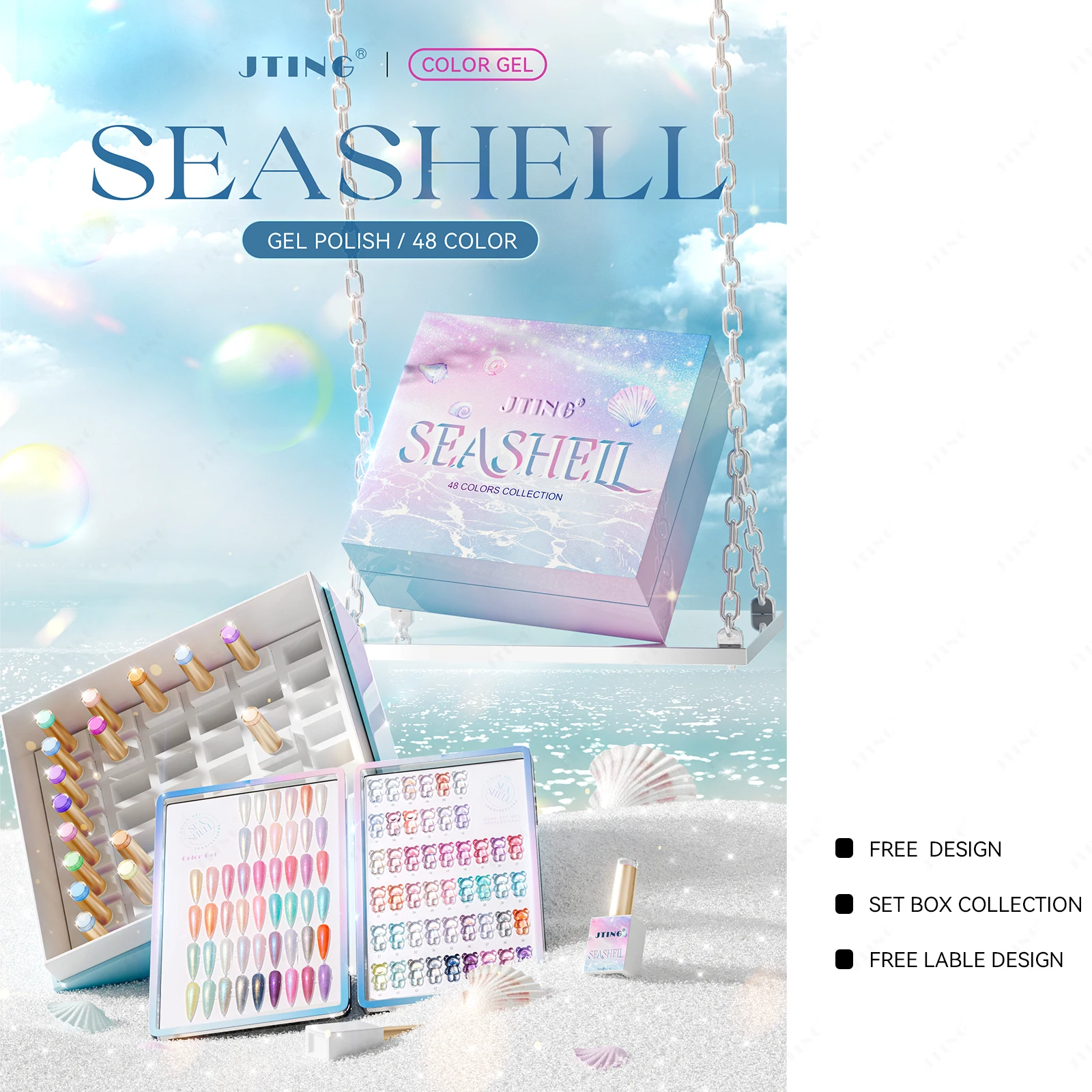 Jting Elegent Unique 48colors Seashell Gel Polish Collection Set Box ...