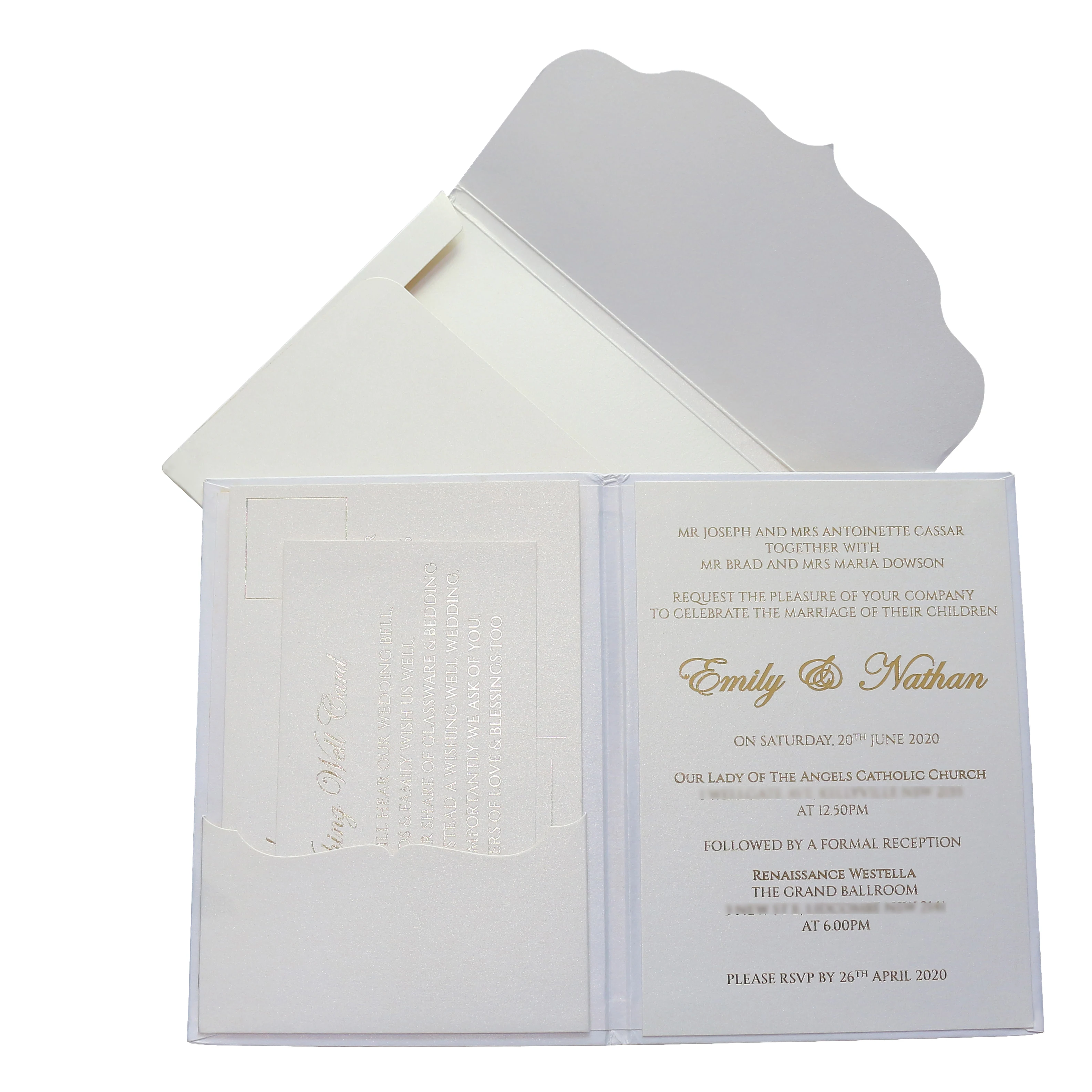 Customized Luxury Paper Invitations with Gold Foil Embossing