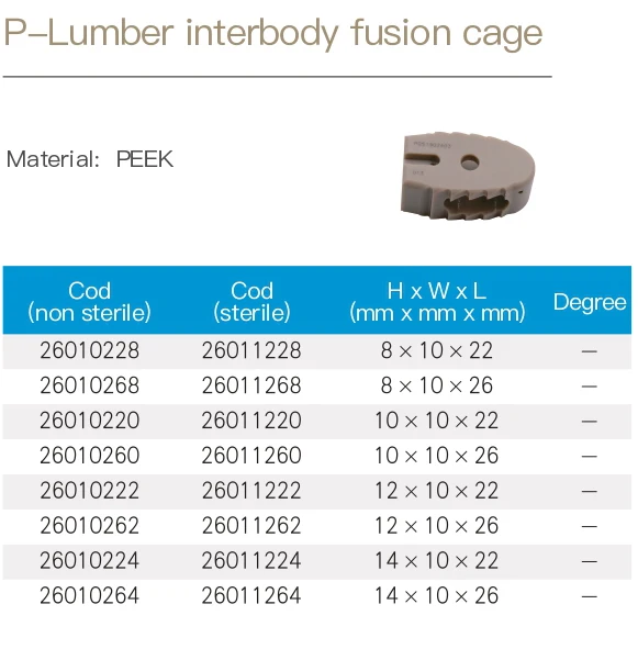 Zero Profile Anterior Cervical Cage - Orthopedic Spine Implants
