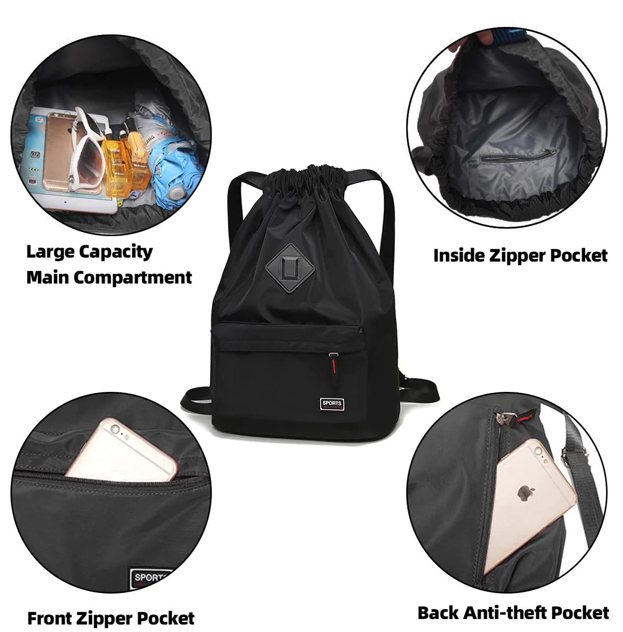 Adjustable Lightweight Gym Drawstring Bag Sports Dance String Bag,Sport ...