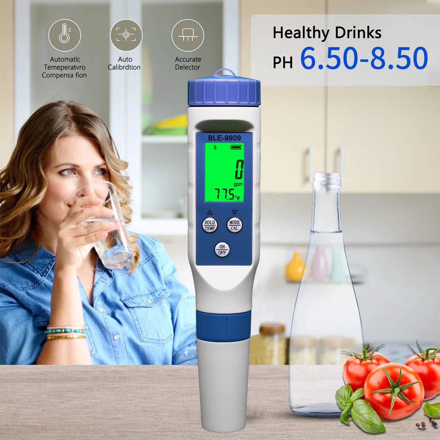Smart Ph Bluetooth Ph Meter For Water Hydroponics Ph/ec/tds /salinity ...