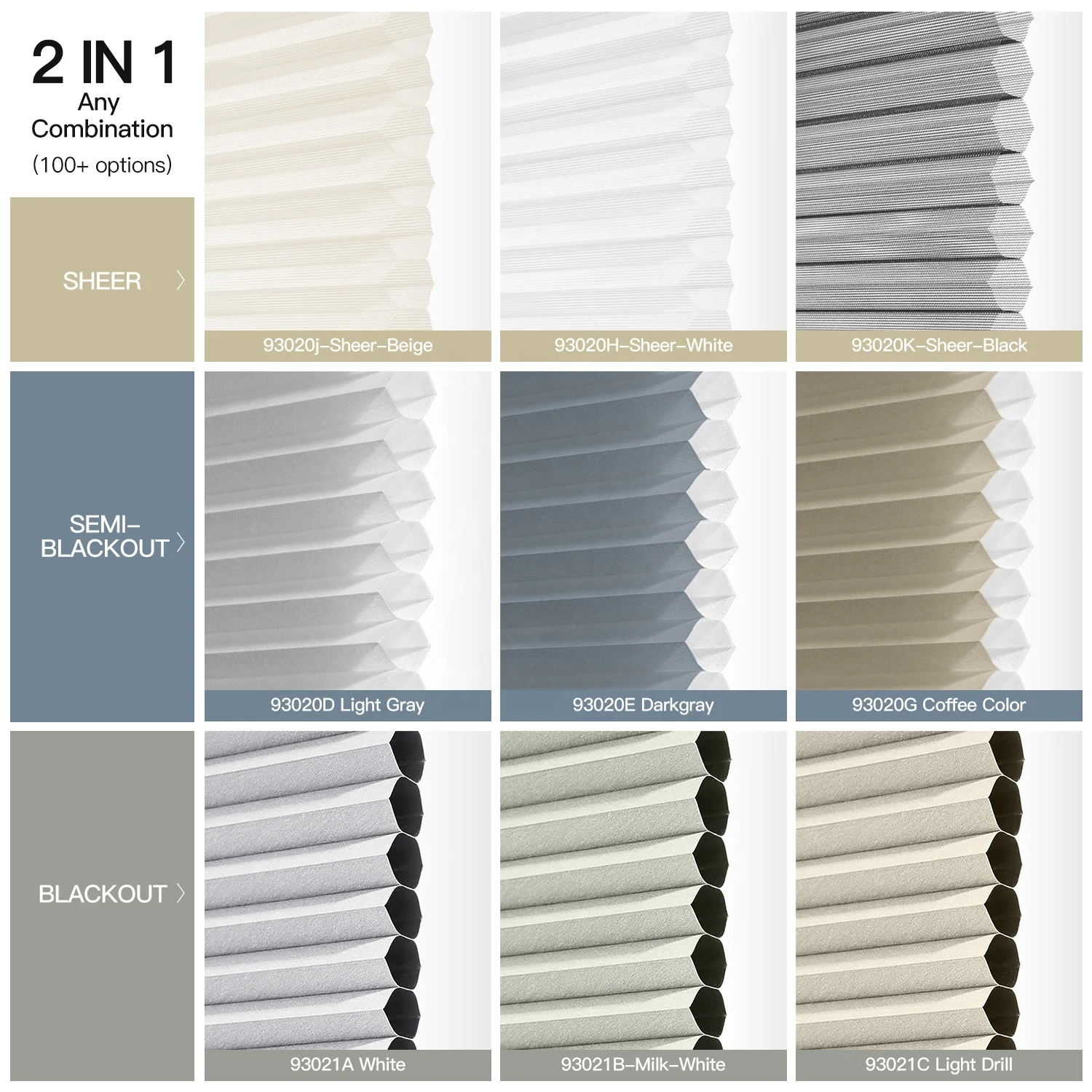 100% Blackout Blind Screen Dual Cellular Shade Honeycomb Blinds For ...