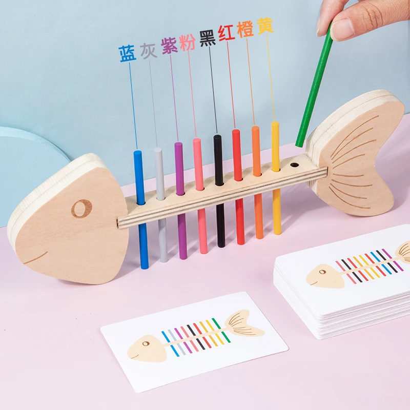 Fishbone Montessori Game Hand Eye Coordination Toy Color Matching For ...