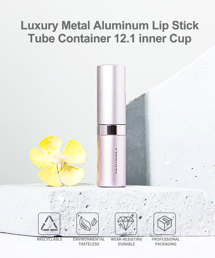 Luxury Metal Aluminum Lipstick Tube Container 12.1 Inner Cup For Screen ...