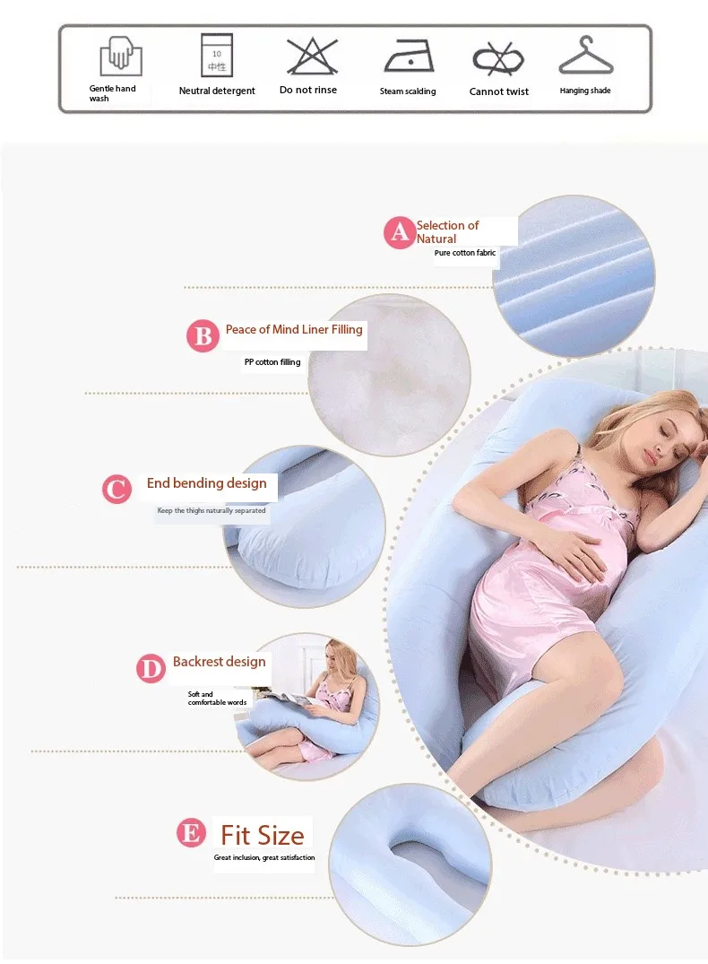 High Quality Velvet Cotton U-shaped Pillow Body Pregnant Pillow Zipper ...