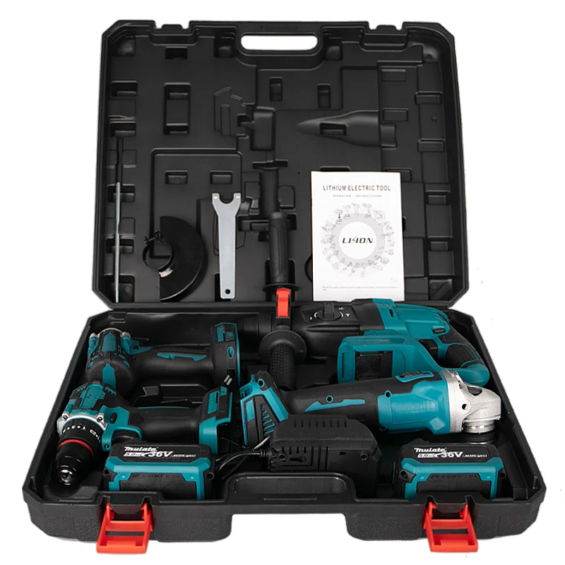 4 In 1 Electric Drill Hammer Wrench Angle Grinder Electric Tool Sets ...