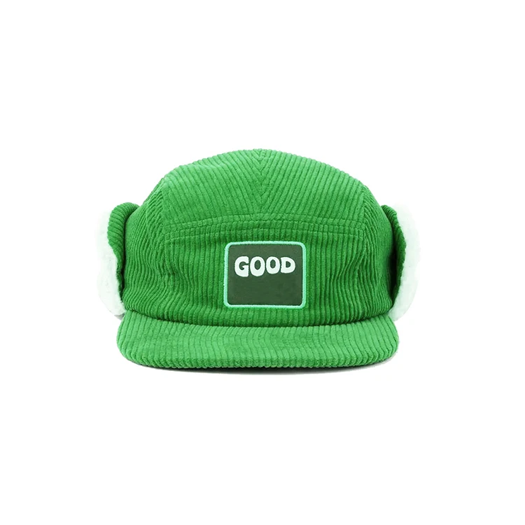 Custom 5-Panel Camper Perforated Ski Ear Flag Ski Hat Sport Cap ...