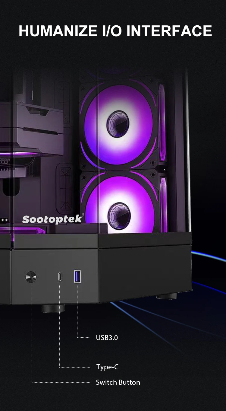 K21 M-ATX/ATX Curved PC Case - Full View Tempered Glass, ARGB Fan ...