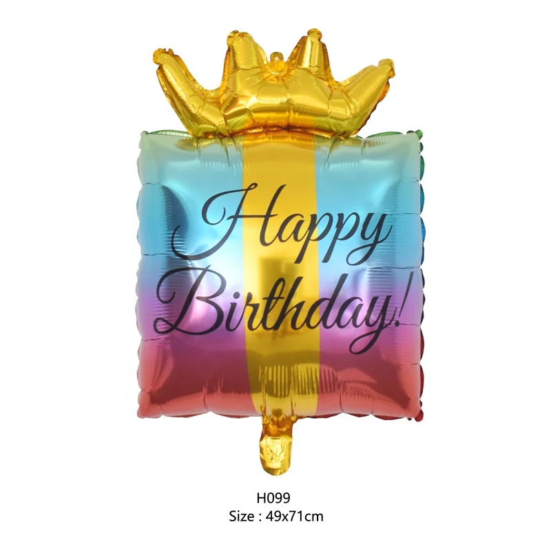 HBD Decoration Birthday Party Balloon Gift Box Shape Colorful Birthday ...