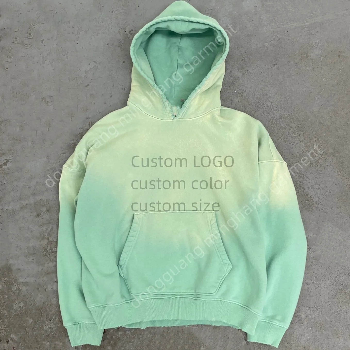 Custom Heavy Weight Distressed Vintage 100 Cotton Sun Faded Hoodies ...