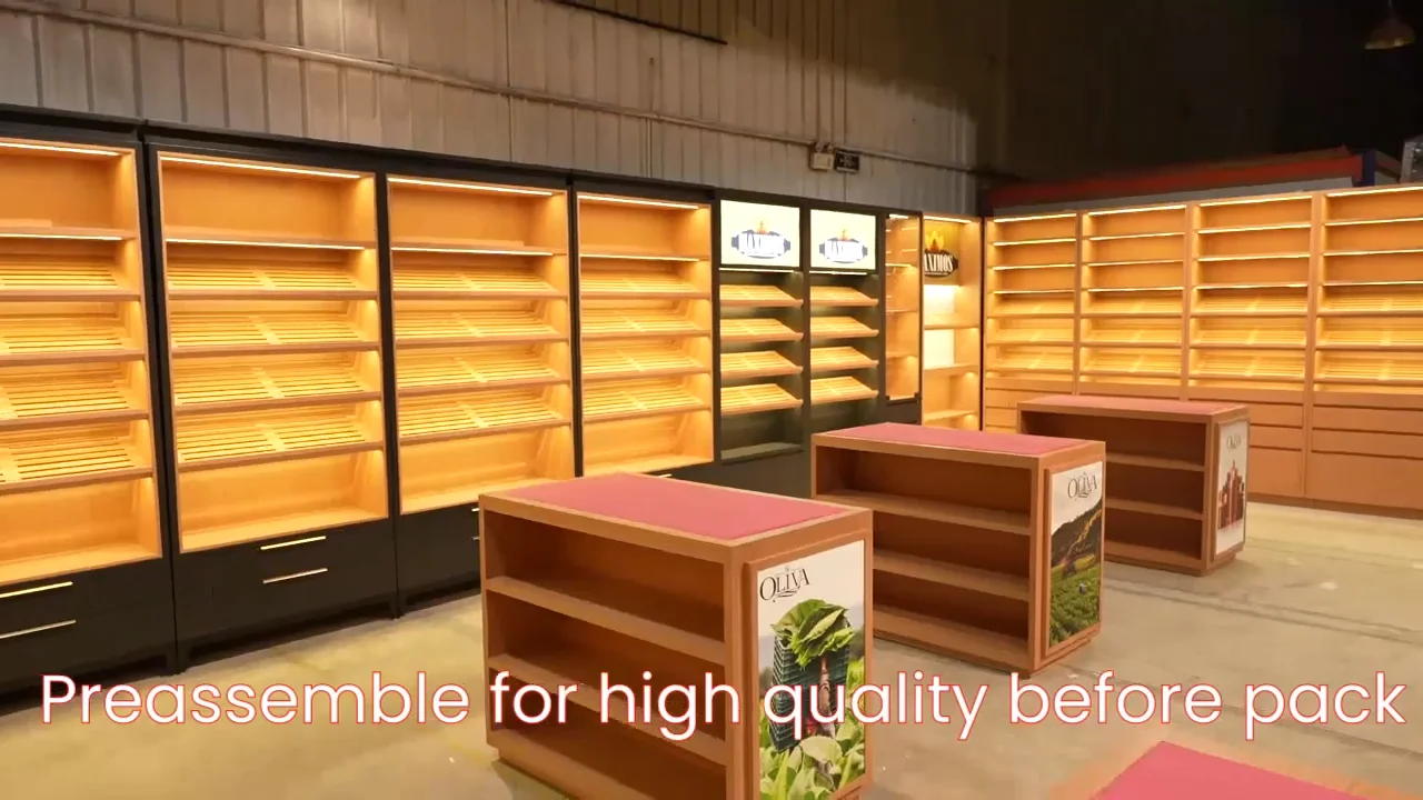 Custom Lighting Black Tobacco Display Cabinet Smoke Cigar Shop Fitting ...