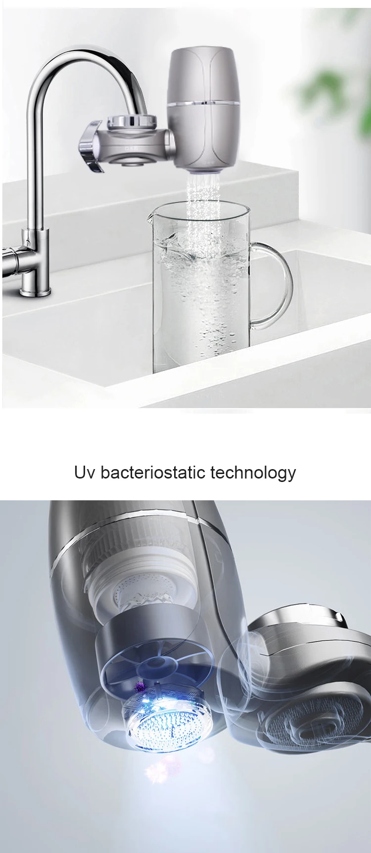 Uv Filtration Faucet Mount Under Sink Kitchen Home Tap Faucet Mounted ...