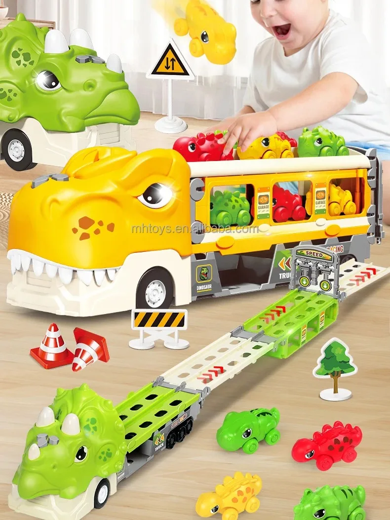 Dinosaur Friction Transport Truck Folding Storage Carrier Truck Toy ...