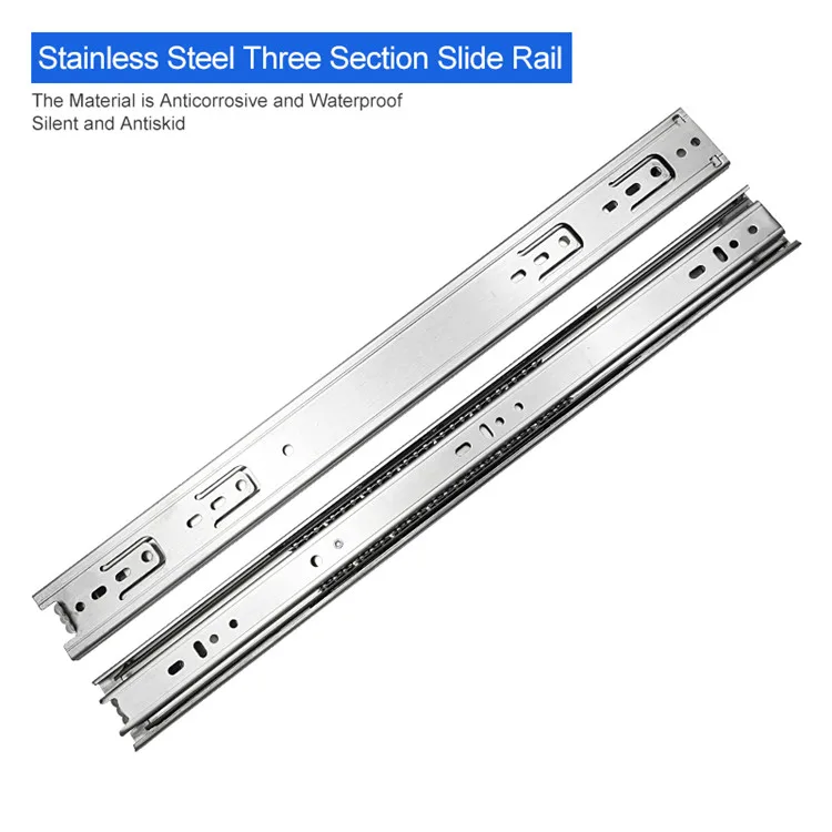 Stainless Steel Furniture Sliders Modern Drawer Slide 3-fold Full ...