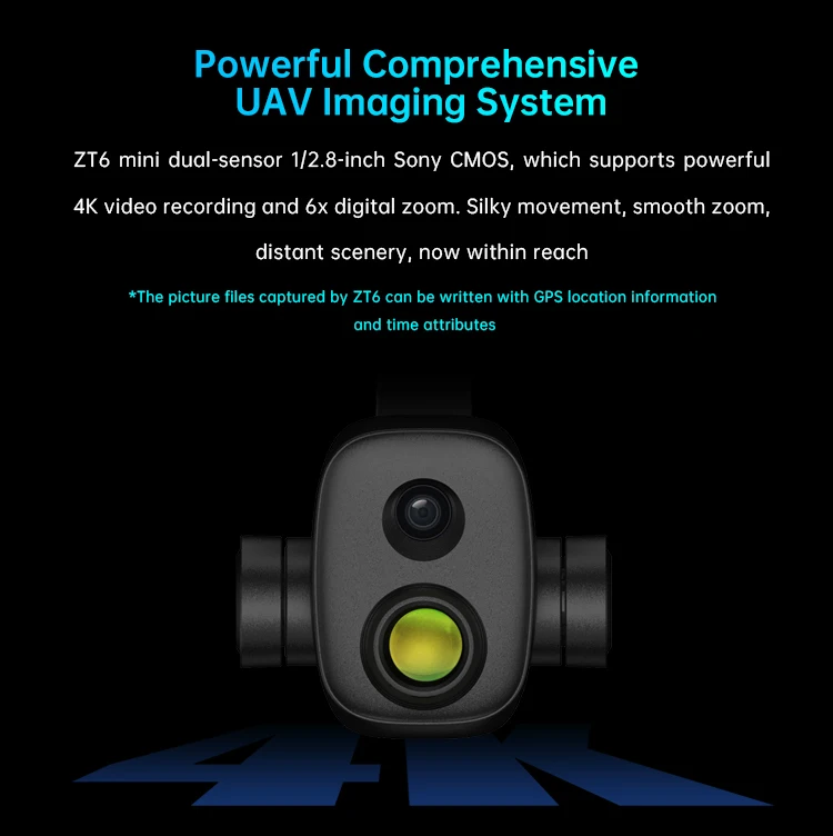 Siyi Zt6 Mini Optical Pod Dual Sensors 4k 8mp 6x Digital Zoom Gimbal ...