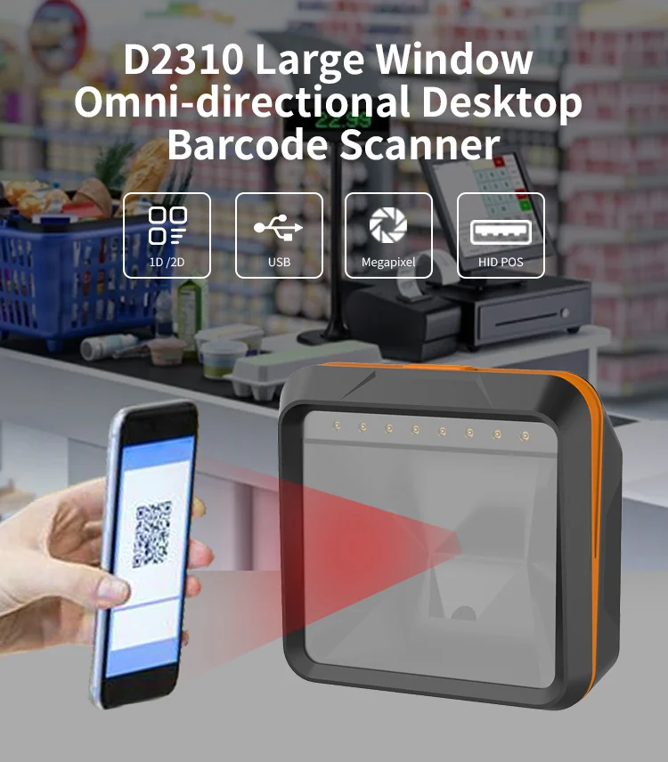 Omni Directional Barcode Scanner Desktop On-Counter 1D 2D Barcode ...