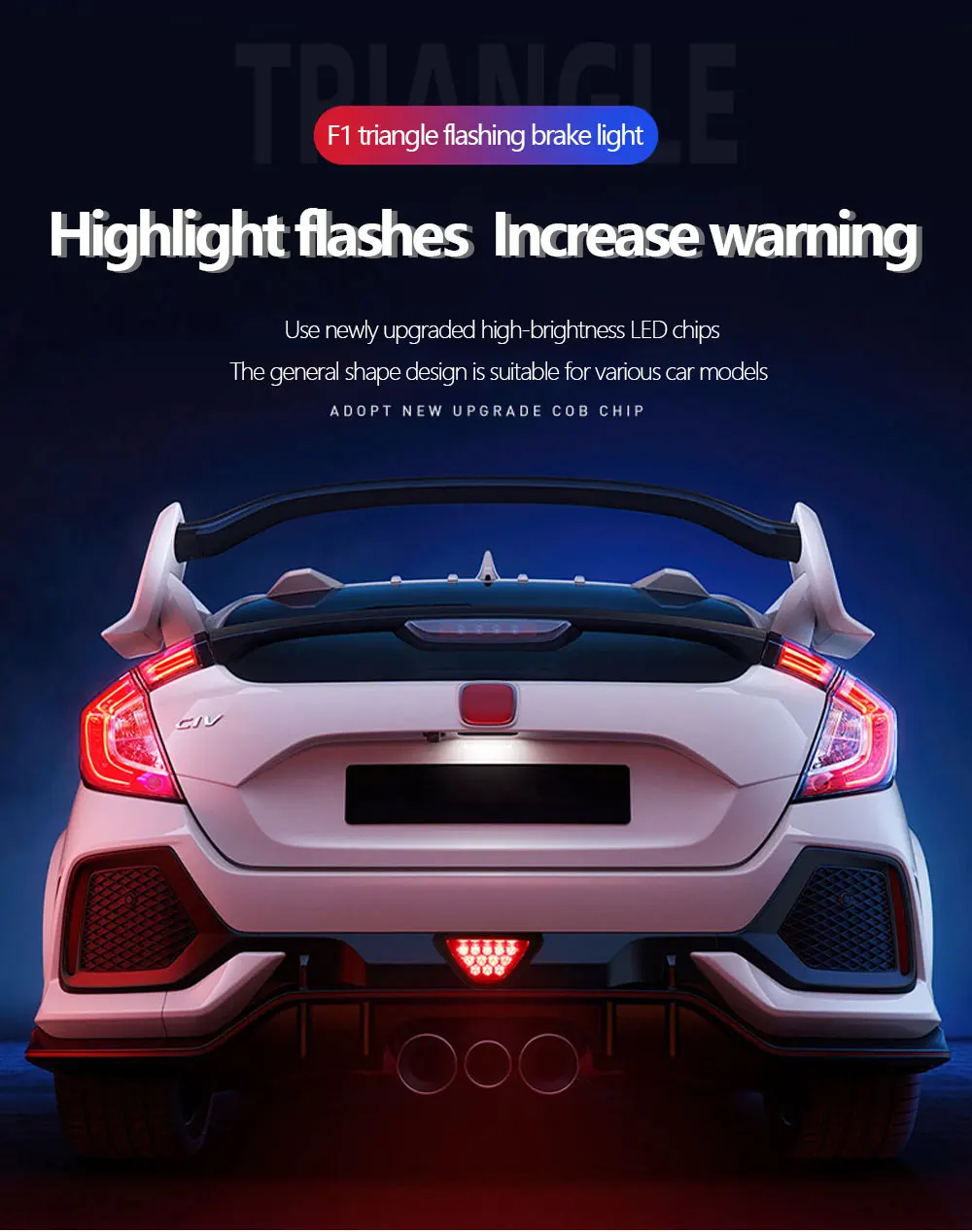 F1 Triangle Style Flash Light Car Pilot Stop Safety Lights Sporty Rear ...