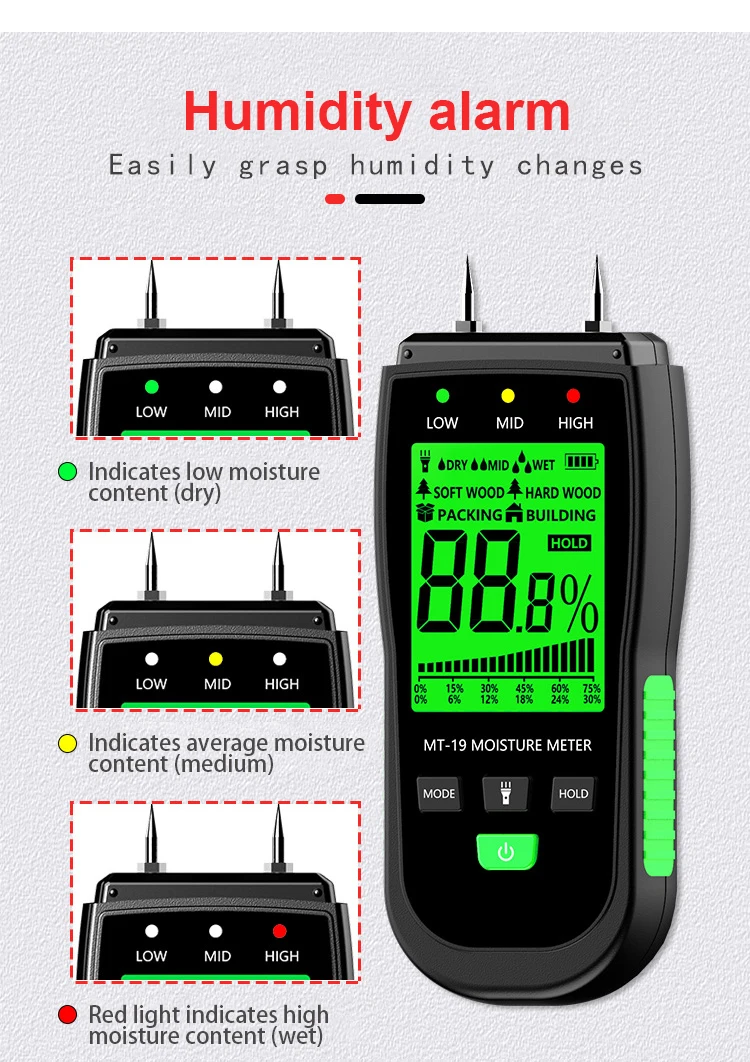 High Quality 4 In 1 Digital Moisture Meter Mt19 For The Softwood ...