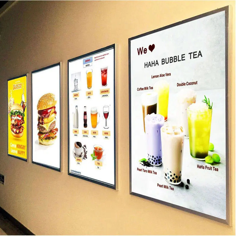 A1 to A4 Size Black LED Advertising Light Boxes Signature Wall Tempered ...