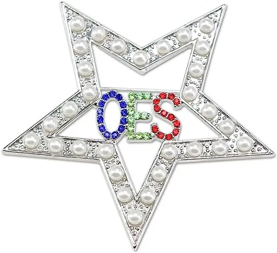 Greek Letter Enamel Pearl Order Eastern Star Oes Brooches For College ...