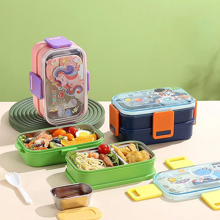 Laxson Cartoon 3 Compartment Kid Bento Box - 304 Stainless Steel