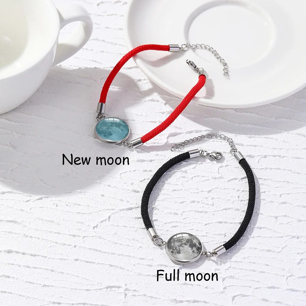 Dazgirl Long Distance Sun and Moon Touch Bracelet - Luminous Set