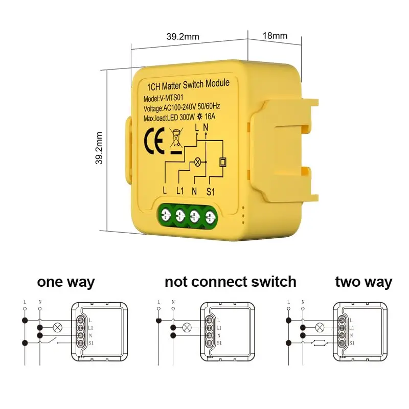 Matter Smart Switch Module 16A - DIY Light Relay Control