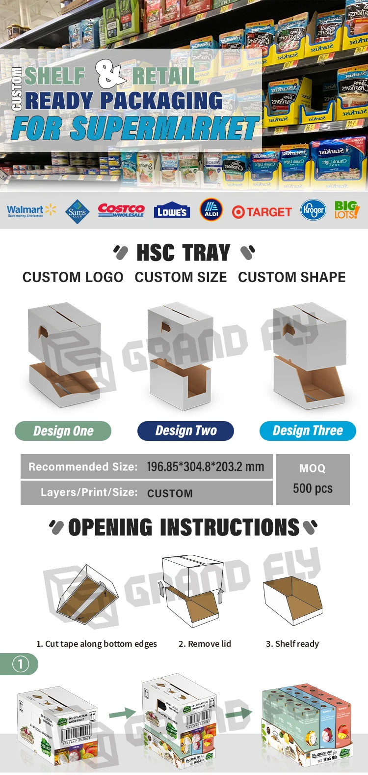 Custom Shelf Ready Packaging - PDQ Tray Box by Grand Fly