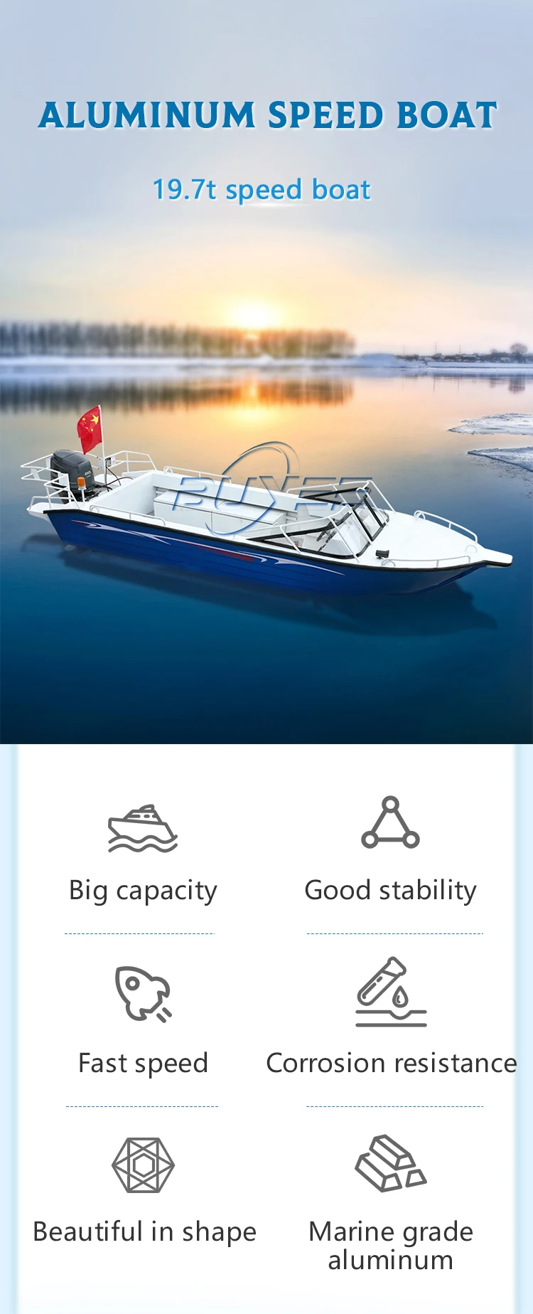 Famous Aluminum Speed Boat With Outboard Engine 6m 19.7ft Luxury ...