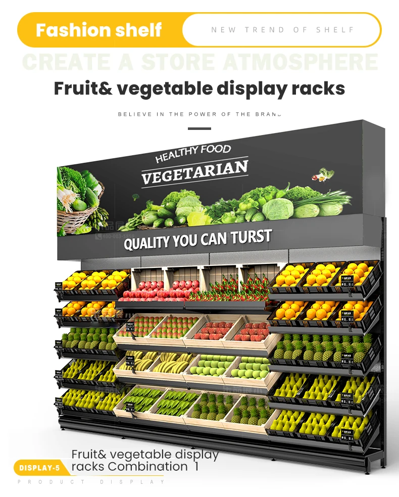 Fruit Shop Display Rack Supermarket Fruit And Vegetable Rack Gondola 4 ...