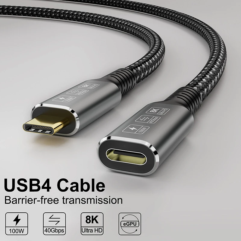 PD 5A 100W 40Gbps USB Type C USB4 Extension Cable Male to Female Type C ...