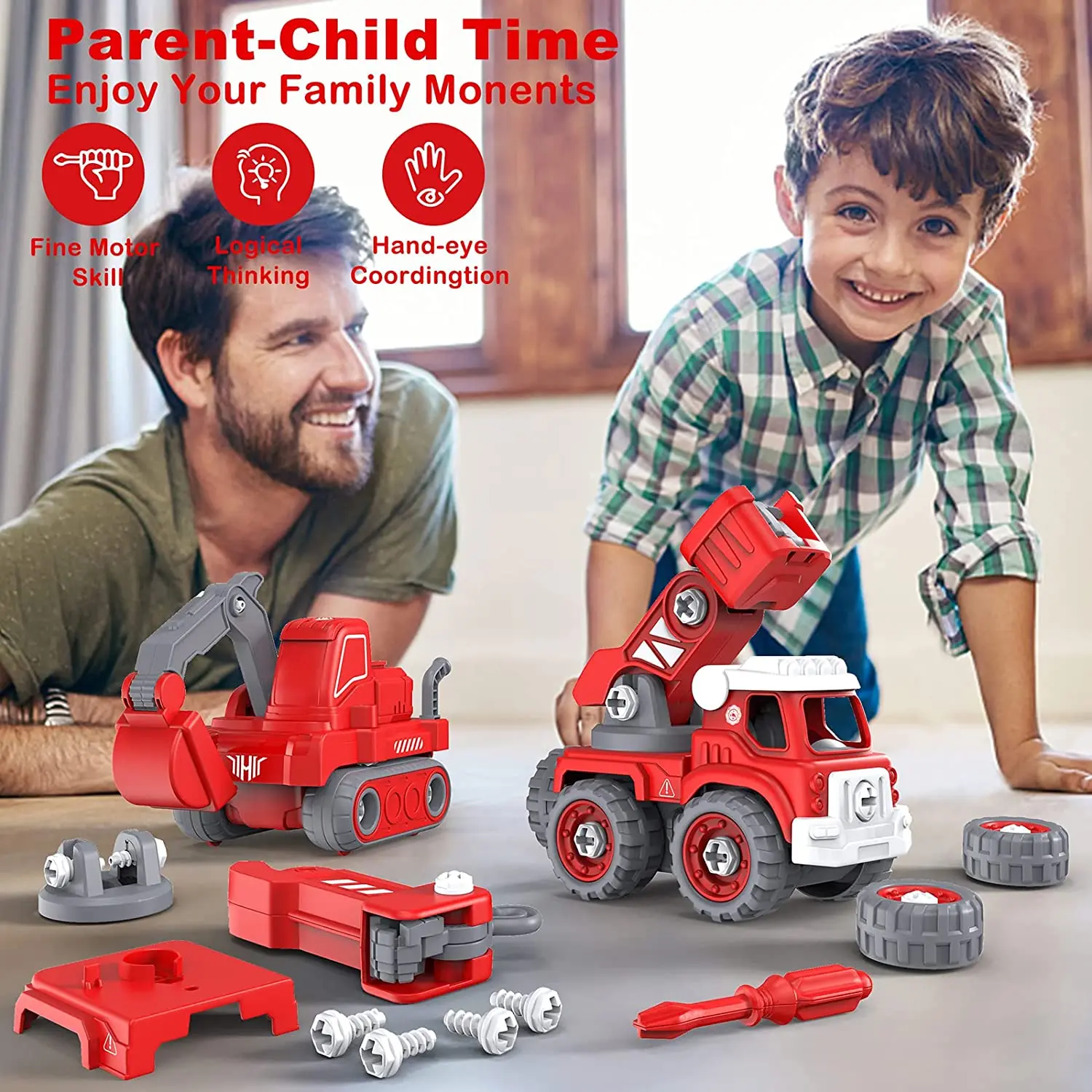 Take Apart Robot Stem Toy Children 5 Vehicles In 1 Fire Truck Transform ...