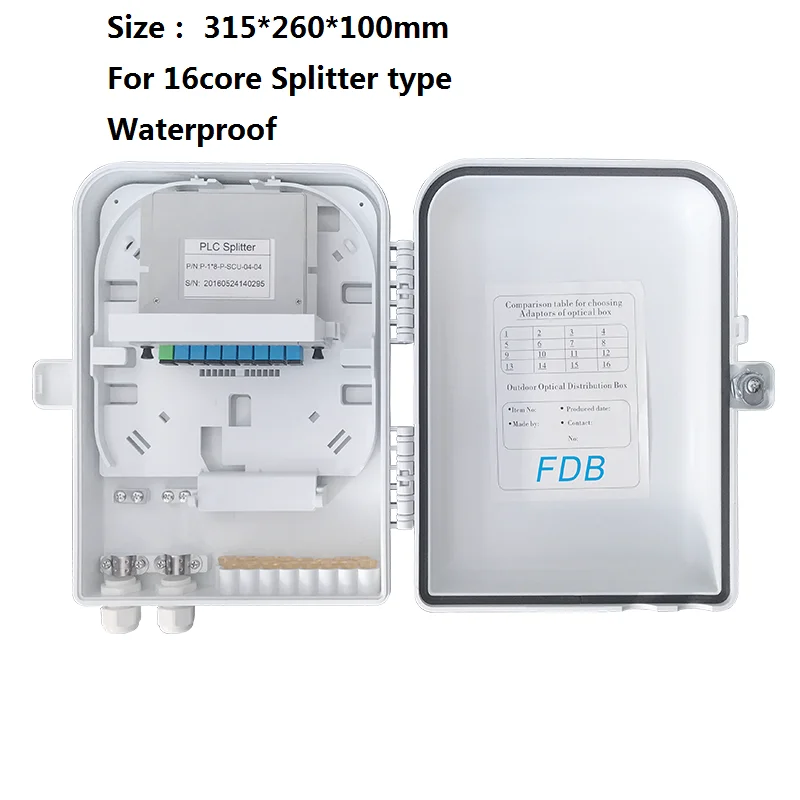 2x8 Port Ftth Distribution Box 8 Core Lpc Fiber Optic Terminal Case Waterproof Optical ...