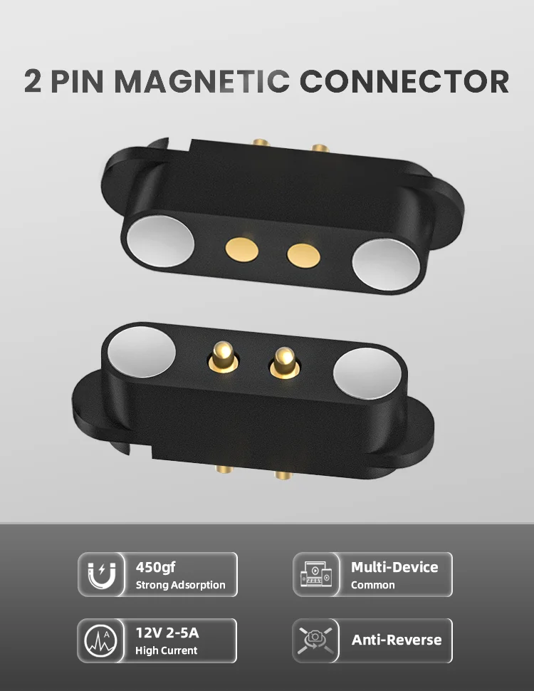 2 Pin Male and Female 12V 3A CNC Pogopin Magnetic Attraction Pogo Pin ...
