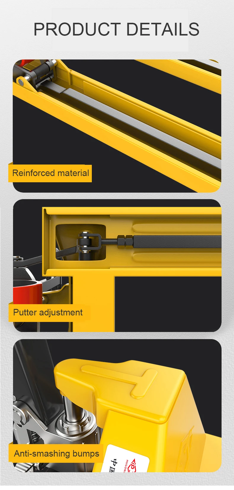 HUGO Manual Hydraulic Forklift - 2 Tons to 3 Tons Capacity