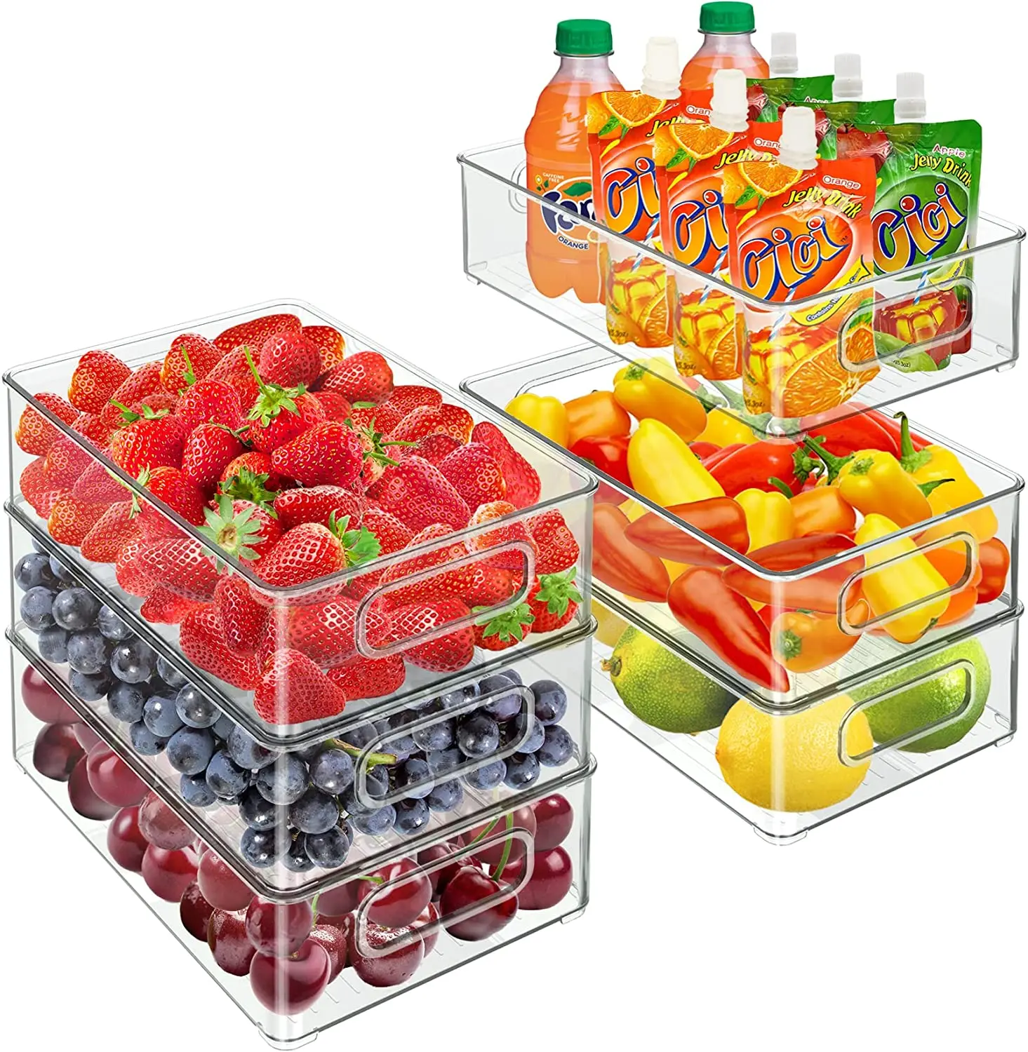 Hot Refrigerator Organizer Bins Transparent PET Stackable Food ...